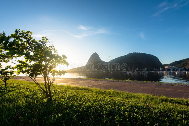 Sugarloaf Mountain in Rio De Janeiro by Sunrise Stock Image - Image of ...