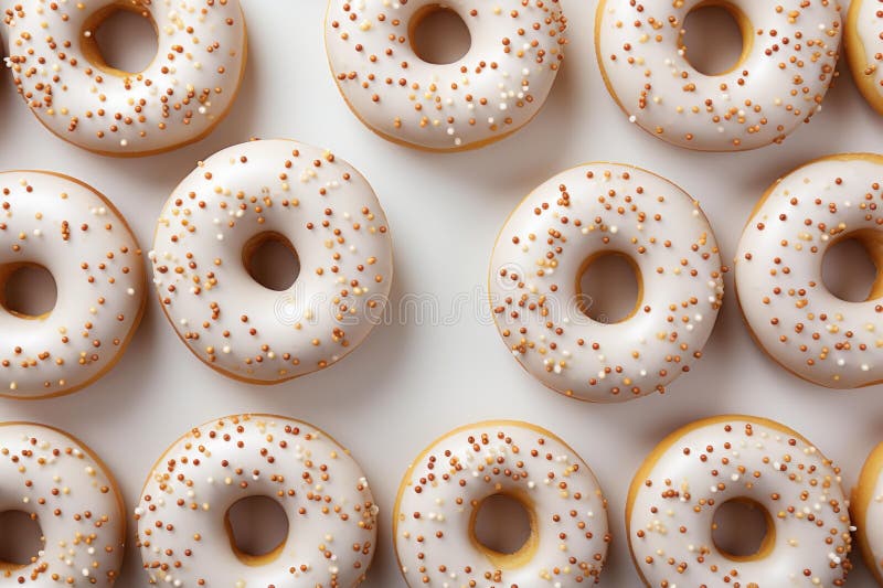 Sugary Pattern White Donuts Bakery. Generate Ai Stock Illustration ...