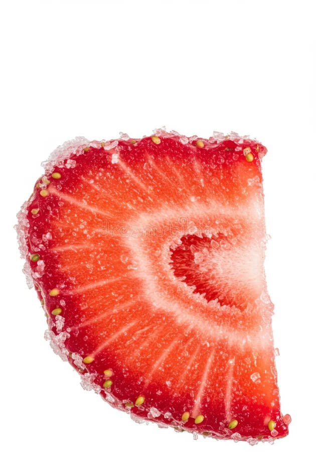 Sugary Strawberry Slice on White Background Stock Illustration ...