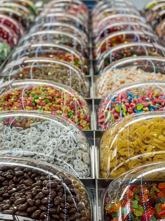 Sugary Sweets on Display in Plastic Containers at Mall Stock Image ...