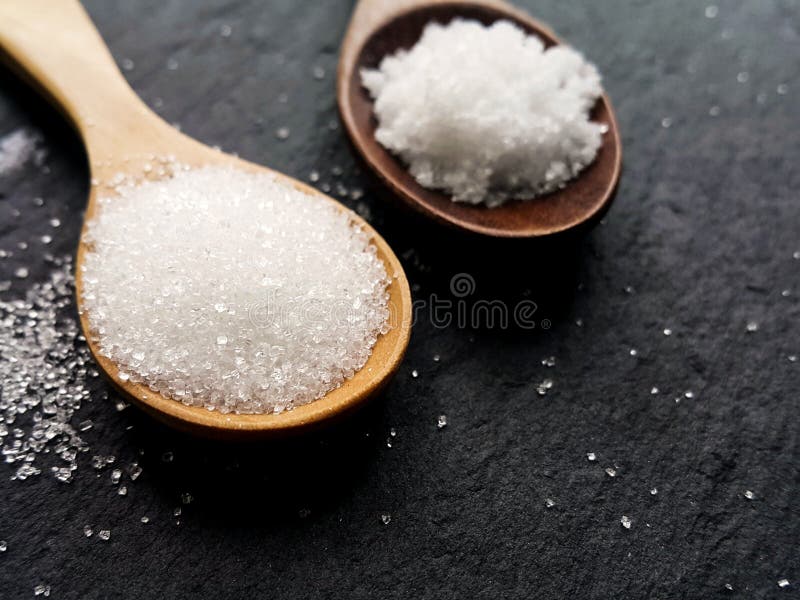 Suger and salt stock image. Image of spoon, sweet, close - 122280417