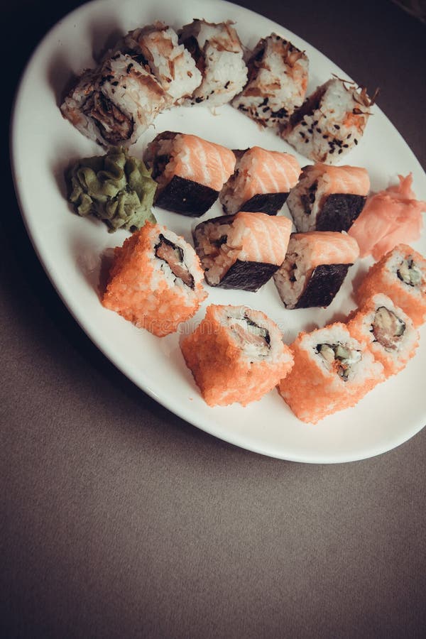 Suhi Set on Grey Background Stock Photo - Image of nigiri, menu: 63091832