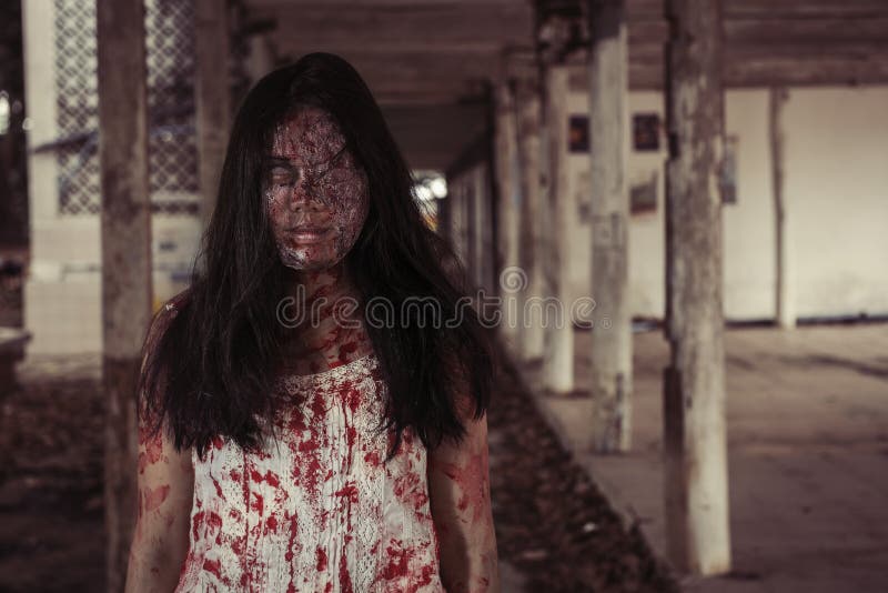 Suicidal Girl in Haunted School: Ghost Story Stock Photo - Image of ...