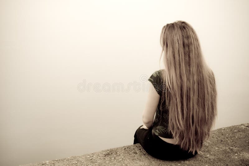 Suicide Concept - Back of Sad Depressed Woman Stock Photo - Image of ...