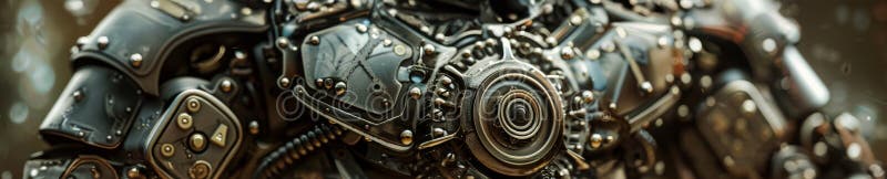 A Suit of Armor Decorated with Gears and Springs Stock Illustration ...