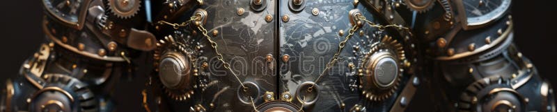 A Suit of Armor Decorated with Gears and Springs Stock Illustration ...