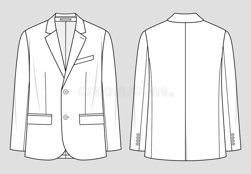 Suit Jacket. Vector Technical Sketch. Mockup Template Stock Vector ...