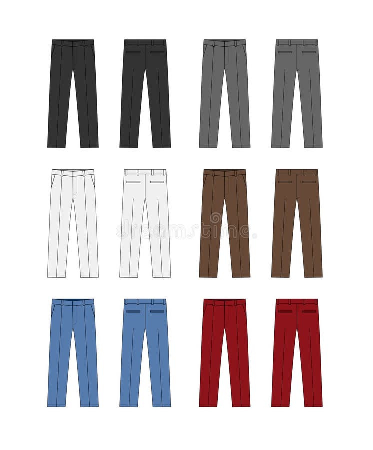 Suit Pants Vector Template Illustration Set Stock Vector - Illustration ...