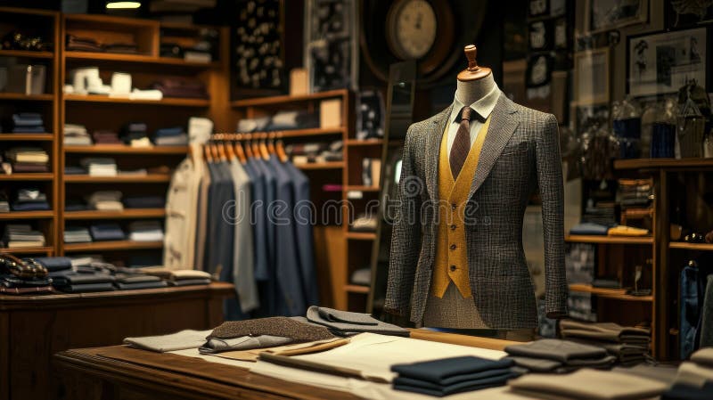 A Suit and Tie on Display in a Store Stock Illustration - Illustration ...