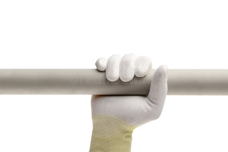 Horizontal Plastic Pipe in the Hand in White Glowe on White Background ...