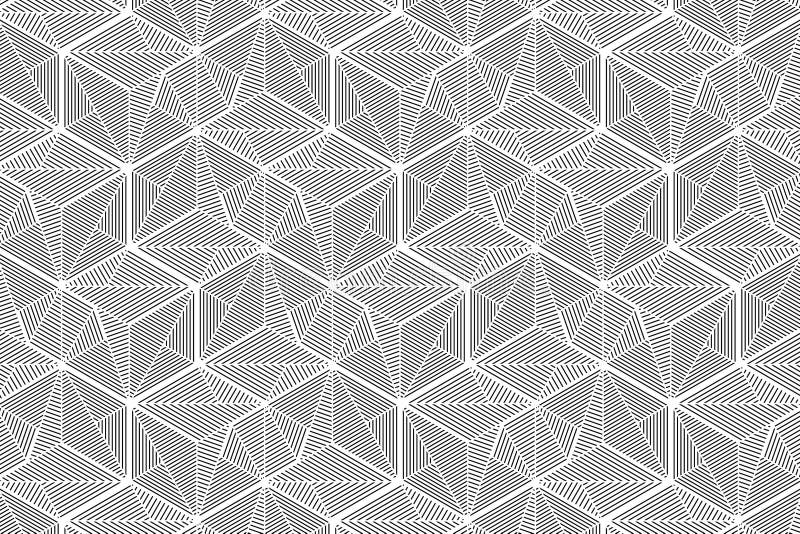 Hexagonal Geometric Lines in Monochrome Stock Vector - Illustration of ...