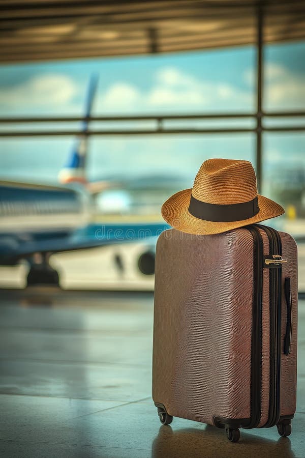Suitcase on the Background of the Airport and the Beach. Selective ...
