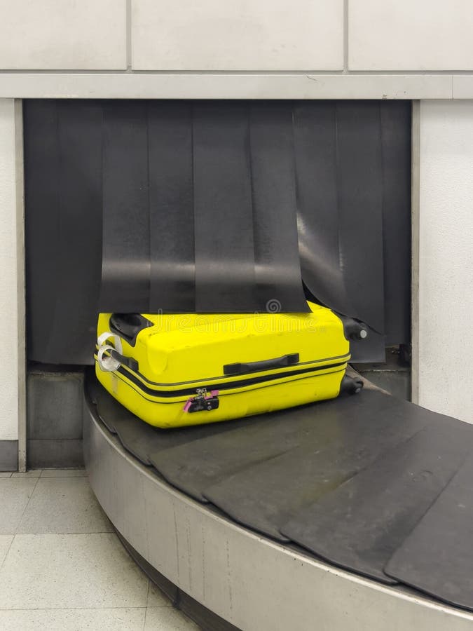 Suitcase on Baggage Claim Conveyor Belt Stock Image - Image of terminal ...