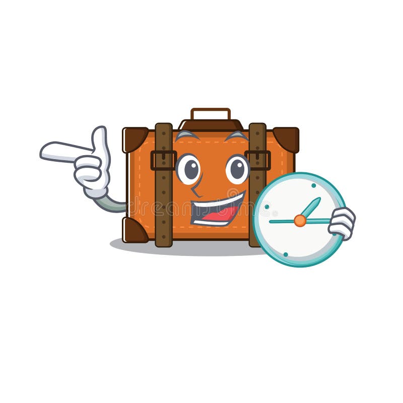 Suitcase with Bring Clock in the Cartoon with Mascot Stock Vector ...