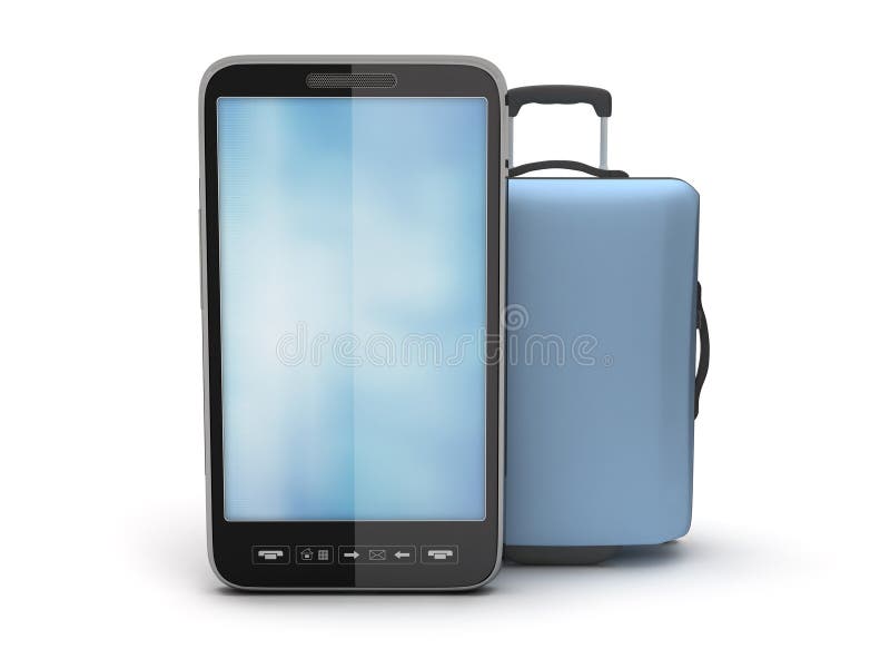 Suitcase and cell phone stock illustration. Illustration of carriage ...