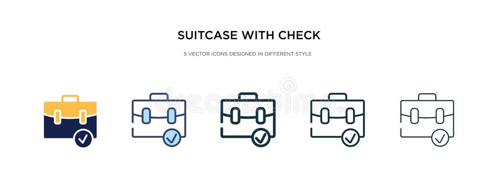 Suitcase with Check Icon in Different Style Vector Illustration. Two ...