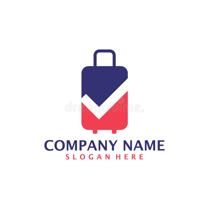 Suitcase with Check Logo Design Vector. Suitcase Logo Design Template ...