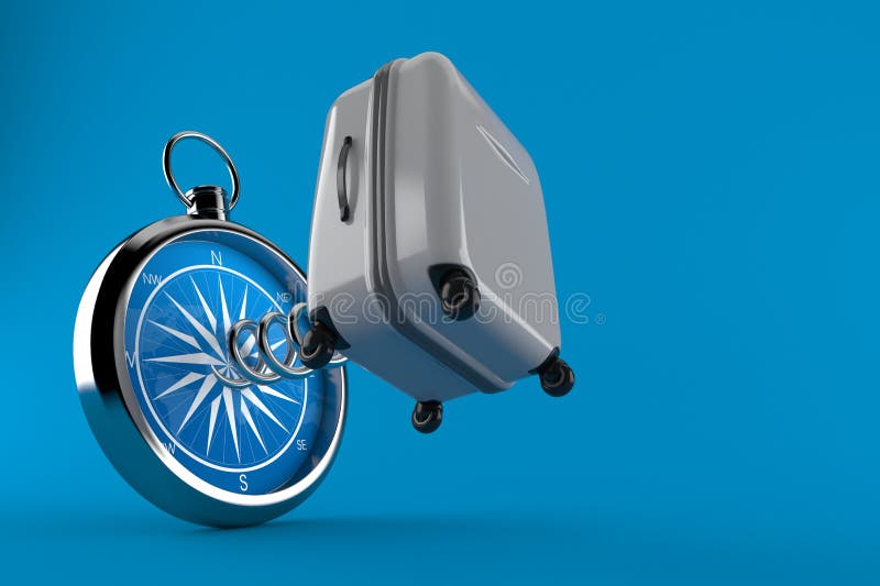 Suitcase with compass stock illustration. Illustration of location ...