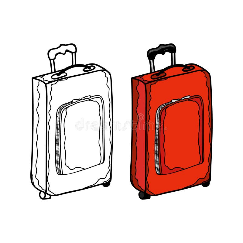 Suitcase Contour and Suitcase Colored Red. Vector Stock Vector ...