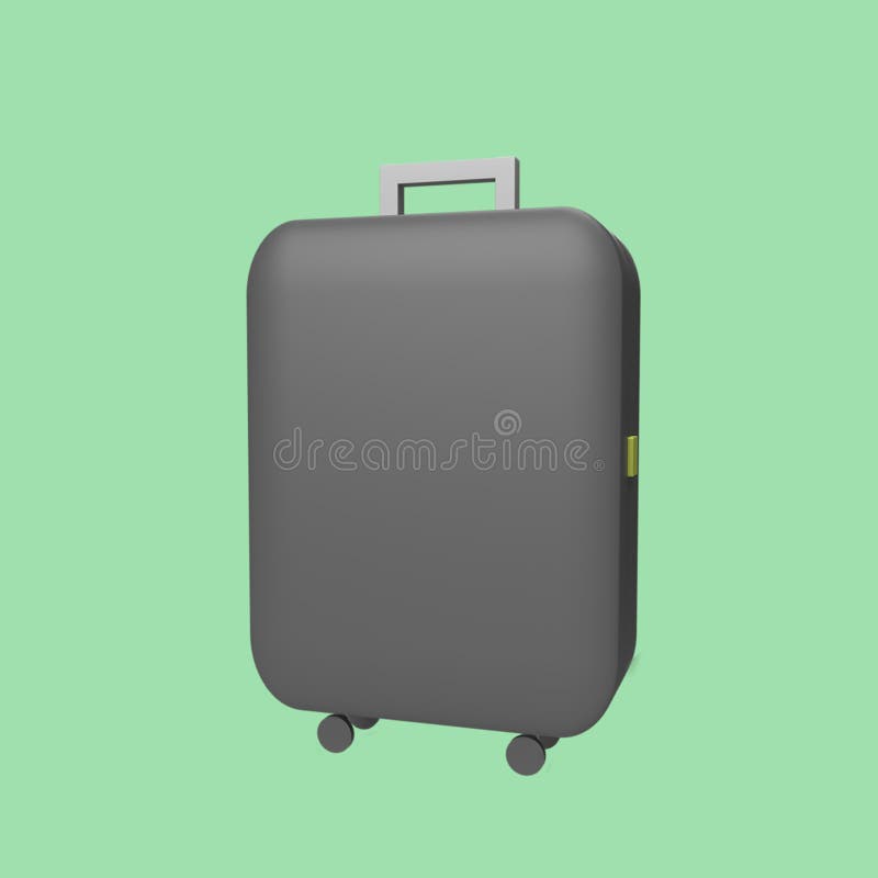 Suitcase 3D Model Cartoon Style. Render Illustration Stock Illustration ...