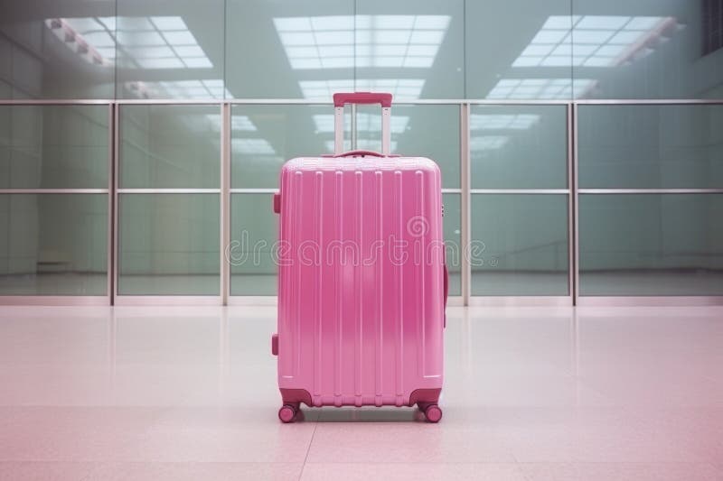 Suitcase in Empty Airport Corridor. Travel Concept Stock Photo - Image ...