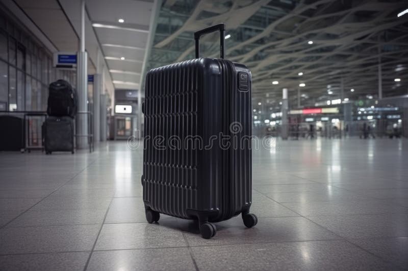 Suitcase in Empty Airport Corridor. Travel Concept Stock Illustration ...