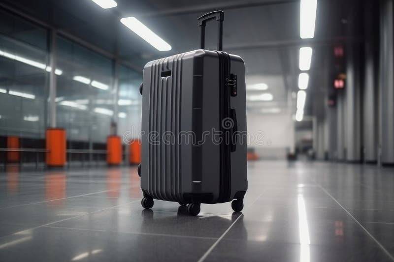 Suitcase in Empty Airport Corridor. Travel Concept Stock Image - Image ...