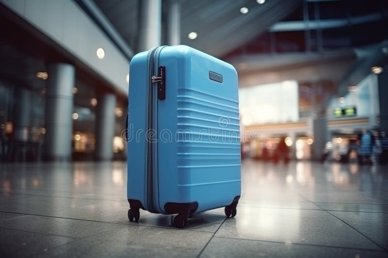 Suitcase in Empty Airport Corridor. Travel Concept Stock Photo - Image ...