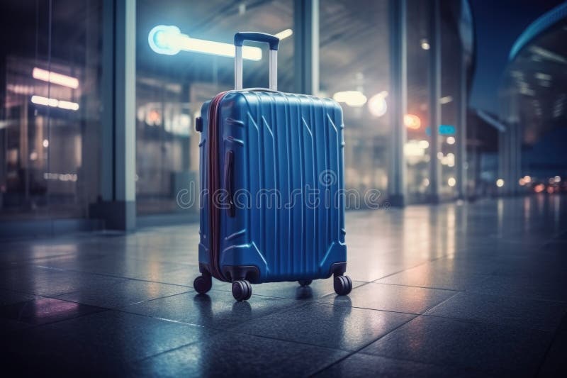 Suitcase in Empty Airport Corridor. Travel Concept Stock Image - Image ...