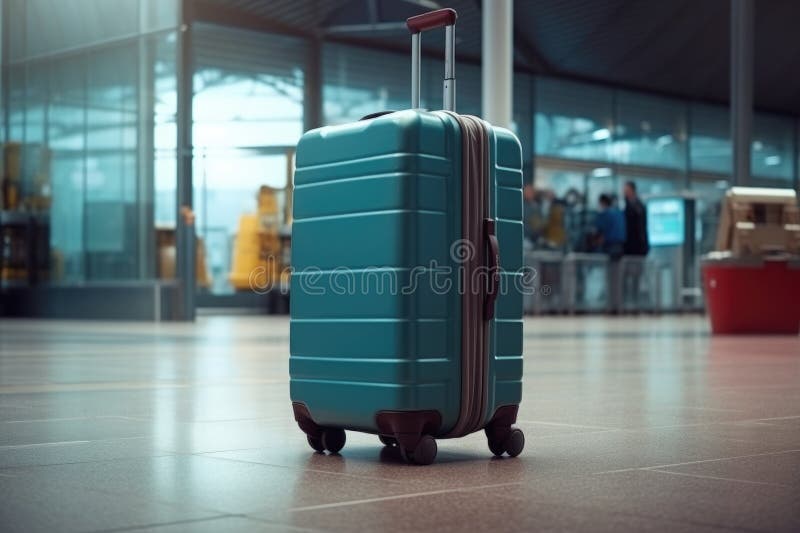 Suitcase in Empty Airport Corridor. Travel Concept Stock Image - Image ...