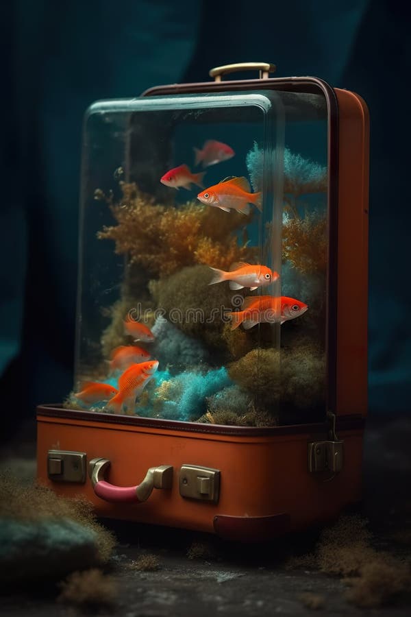 A Suitcase with a Fish Tank Inside of it. AI Generative Image Stock ...