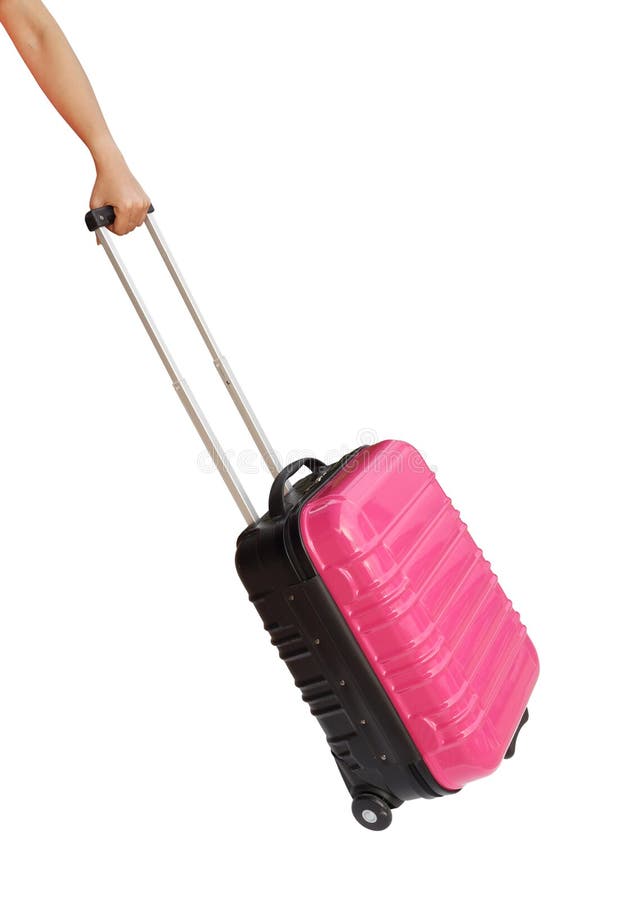 Suitcase and Hand Isolated on White Background Stock Image - Image of ...