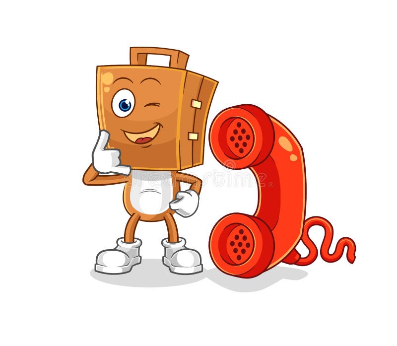 Suitcase Head Call Mascot. Cartoon Vector Stock Vector - Illustration ...