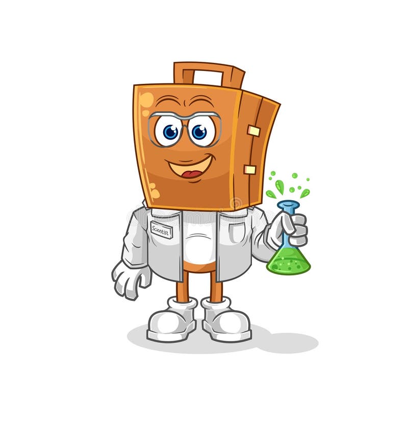 Suitcase Head Scientist Character. Cartoon Mascot Vector Stock Vector ...