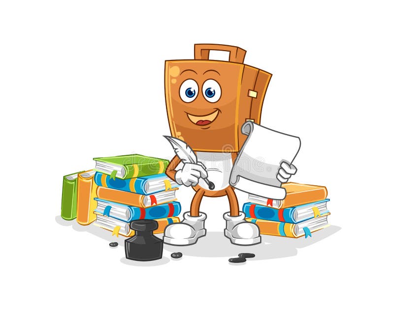 Suitcase Head Writer Vector. Cartoon Character Stock Vector ...