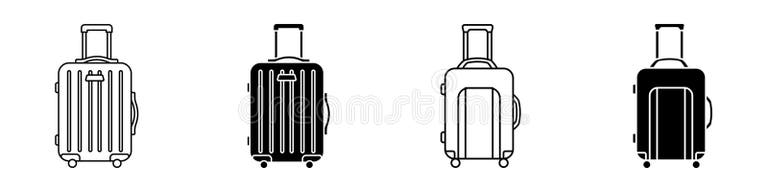 Suitcase Icons Versions Set in Black Flat and Line Style Stock Vector ...