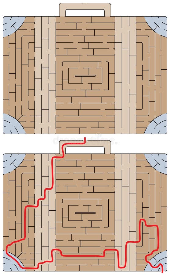 Suitcase maze stock vector. Illustration of worksheet - 114614566