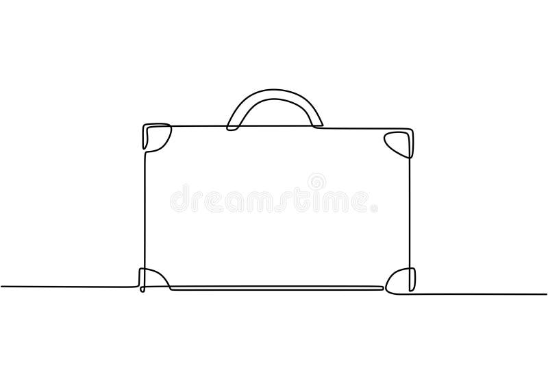 Suitcase One Line Drawing Vector Illustration Isolated on White ...