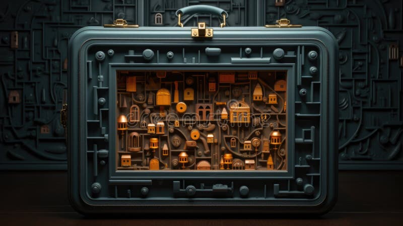 A Suitcase with a Picture of a House in it, AI Stock Illustration ...