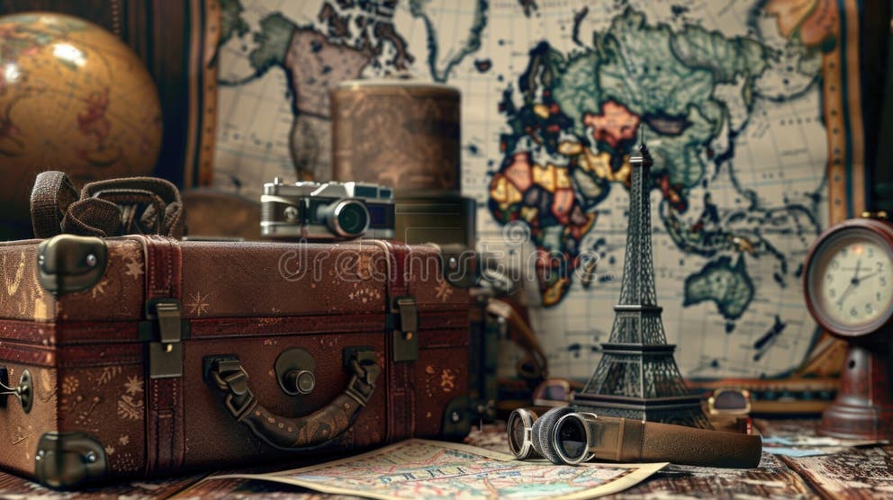 A Suitcase Placed on a Table Next To a Map. Suitable for Travel Concept ...