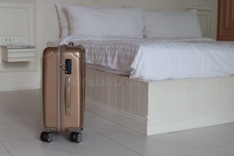 Suitcase Placing in Front of the Bedroom in Luxury Hotel Room Stock ...