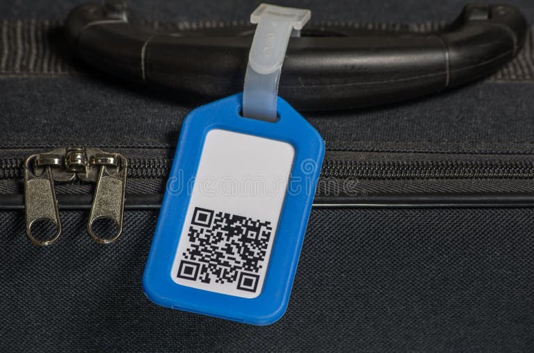 Suitcase with Qr Code on Label Stock Photo - Image of luggage, isolated ...
