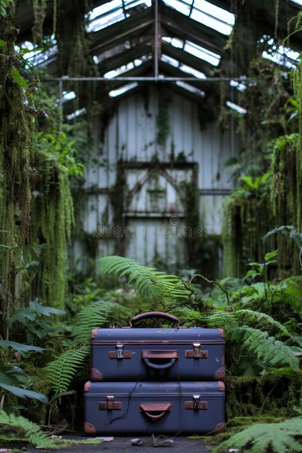 A Suitcase Sitting in the Middle of a Forest, AI Stock Image - Image of ...