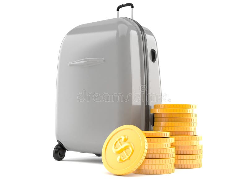 Suitcase with Stack of Coins Stock Illustration - Illustration of ...
