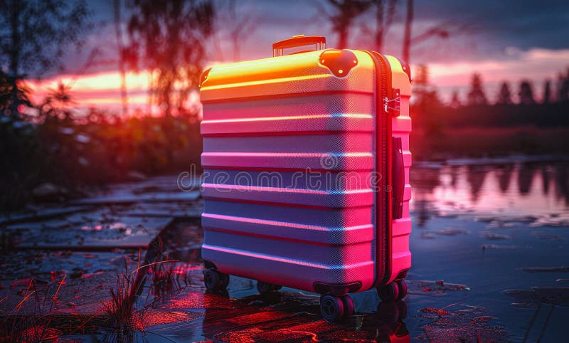 Suitcase Standing on the Wet Floor in the Middle of the Forest at ...