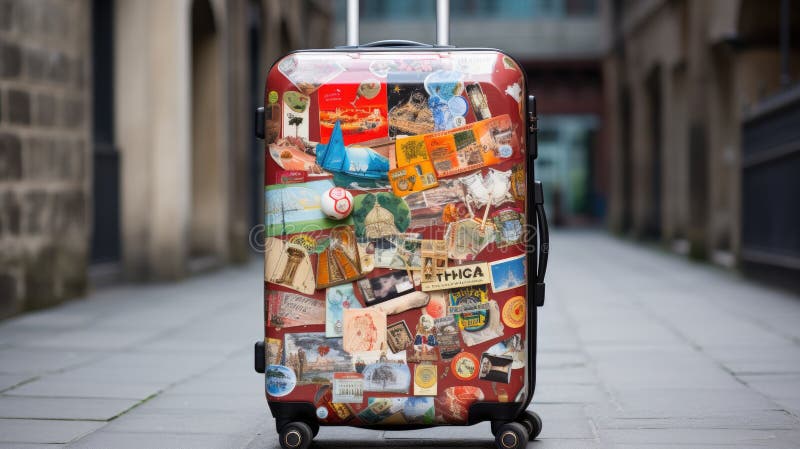 Suitcase Stickers of the Countries from Travels Around the World. Stock ...