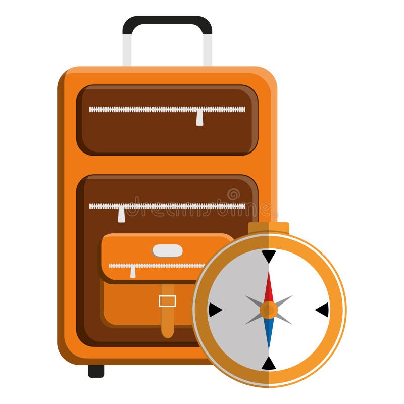 Suitcase Travel with Compass Guide Stock Illustration - Illustration of ...
