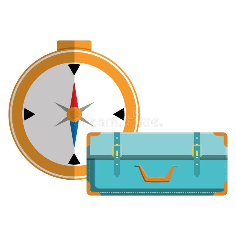 Suitcase Travel with Compass Guide Stock Illustration - Illustration of ...