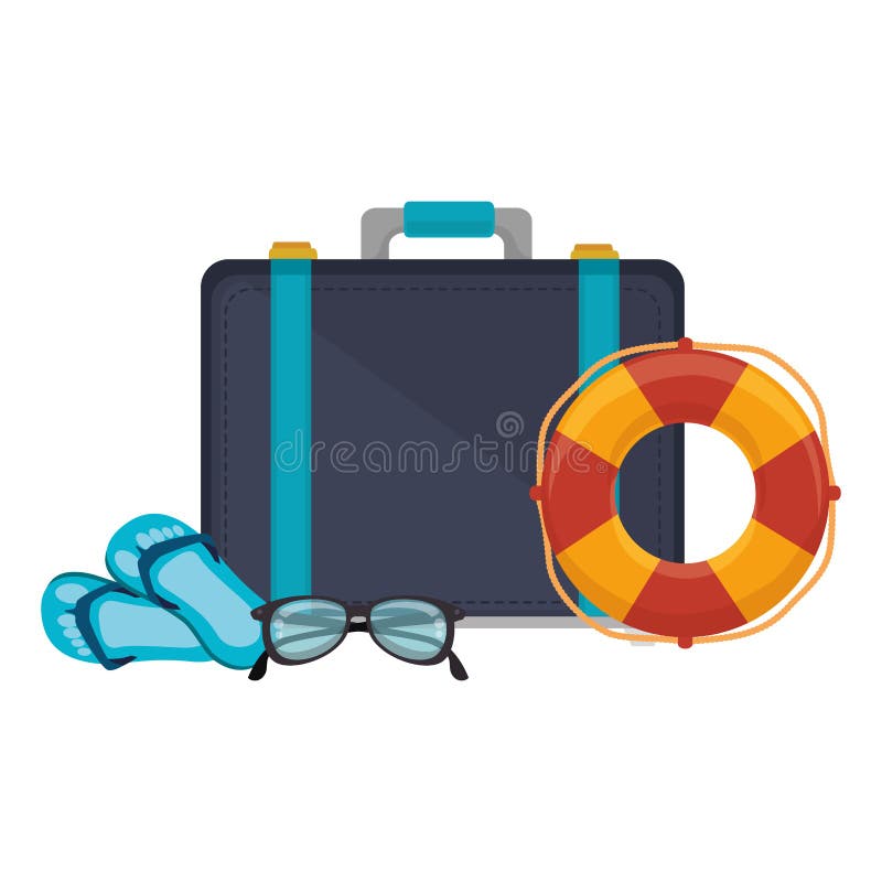 Suitcase Travel with Float Isolated Icon Stock Illustration ...