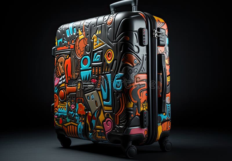 A Suitcase for Traveling on Wheels with an African Pattern. Generated ...